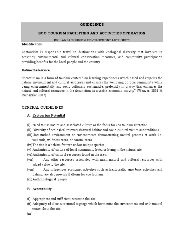 Guidelines Eco Tourism | PDF | Sustainability | Tourism
