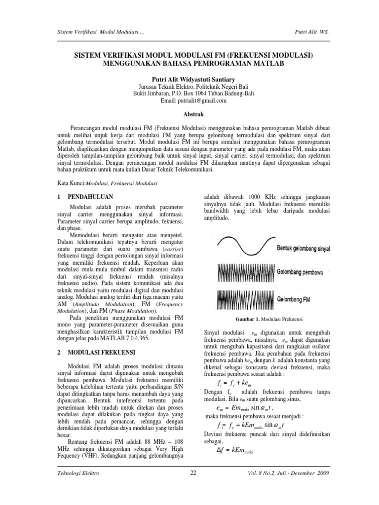 Simulasi Modulasi FM dengan MATLAB | PDF