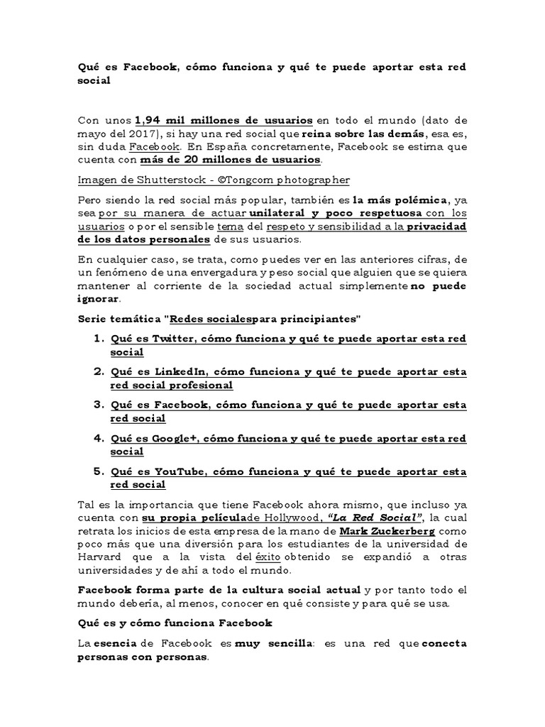 Qué Es Facebook | PDF | Facebook | Servicio de redes sociales