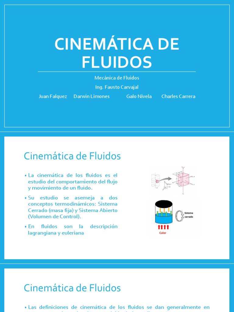 Cinemática de Fluidos (Diapositivas) | PDF | Mecánica de fluidos | Cinemática