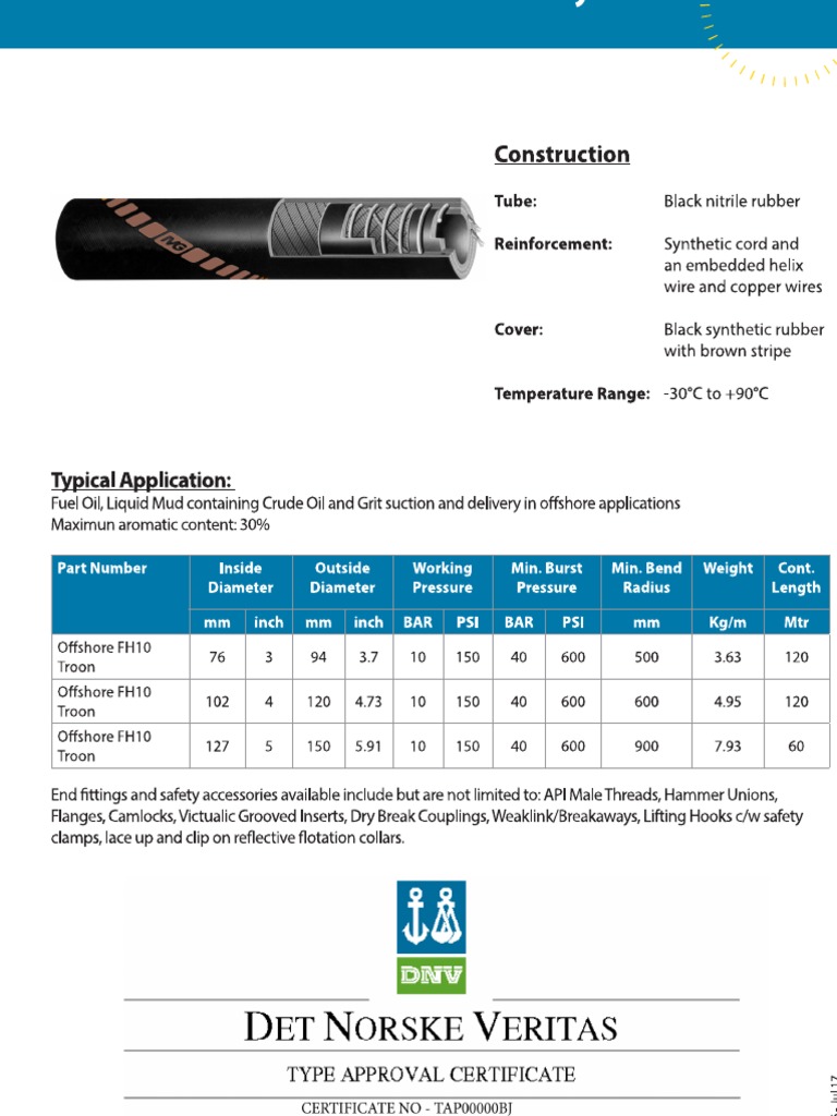 Offshore Transfer Bunkering Hose | PDF