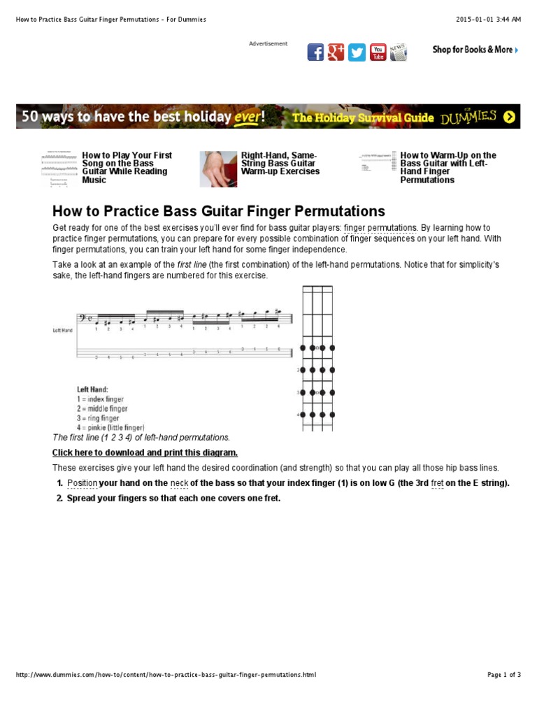 How To Practice Bass Guitar Finger Permutations - For Dummies | PDF ...