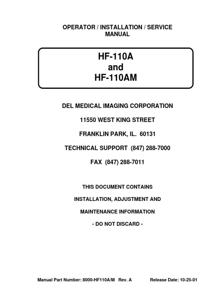 HF-110A and HF-110AM: Operator / Installation / Service Manual | PDF ...