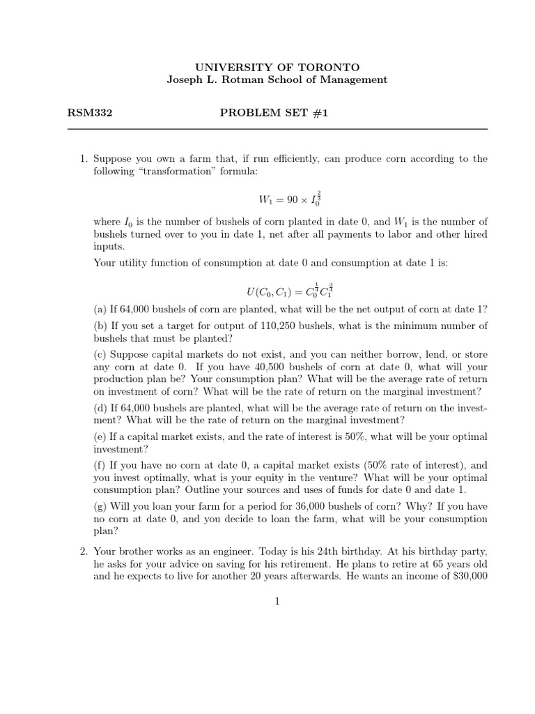 RSM 332 Problem Set #1 | PDF | Bond Duration | Mortgage Loan