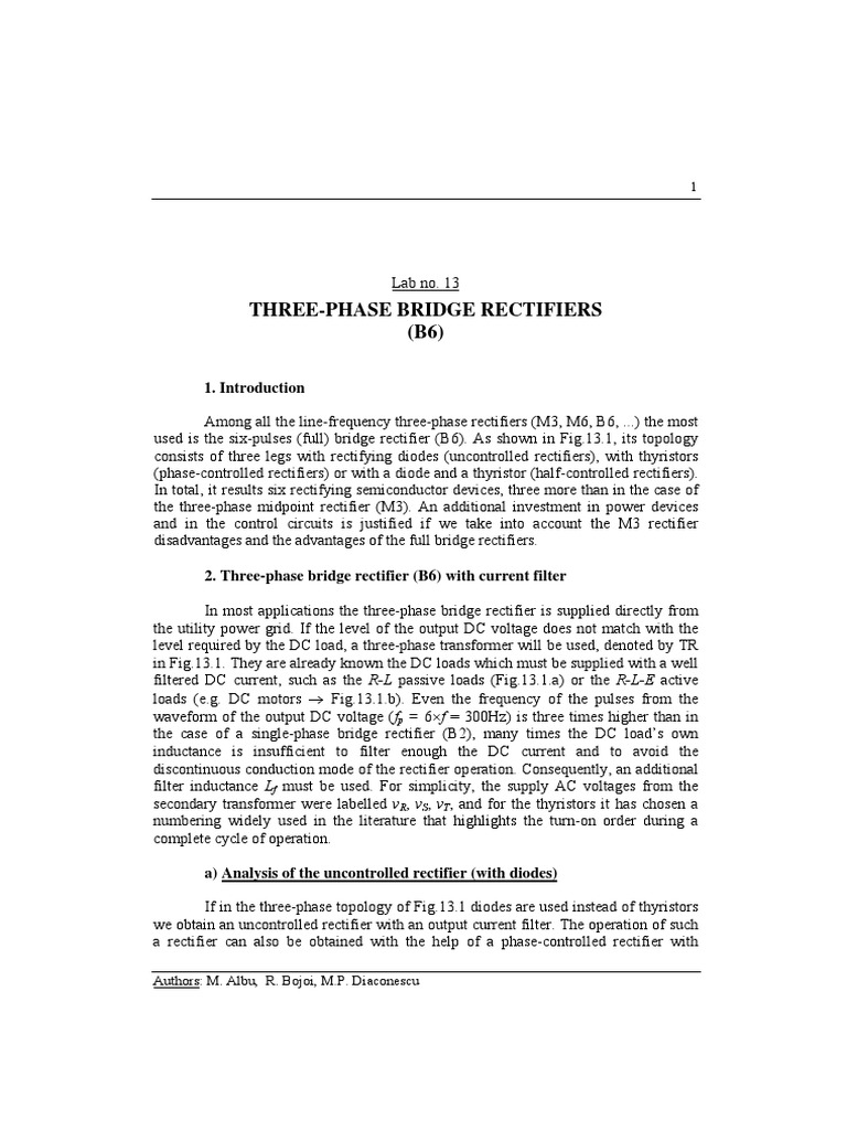 Three-Phase Bridge Rectifiers (B6) | PDF | Rectifier | Power Electronics