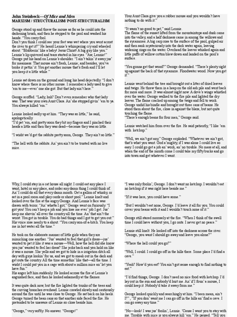Literary Analysis: Of Mice and Men | PDF | Little Women