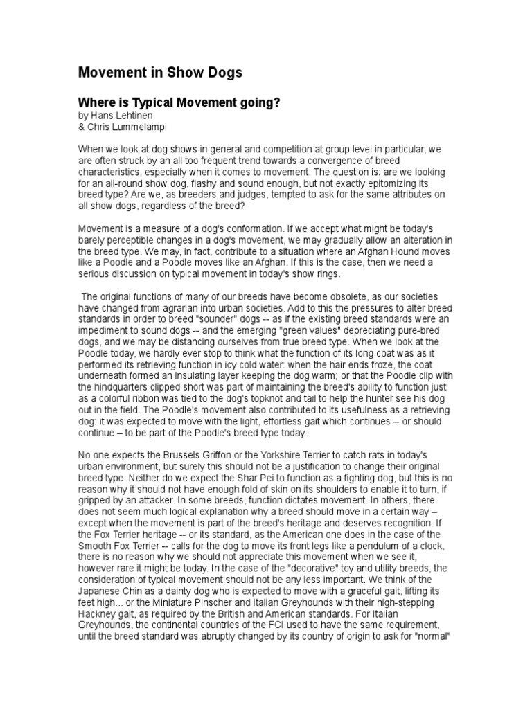 Movement in Show Dogs: Where Is Typical Movement Going? | PDF | Poodle ...