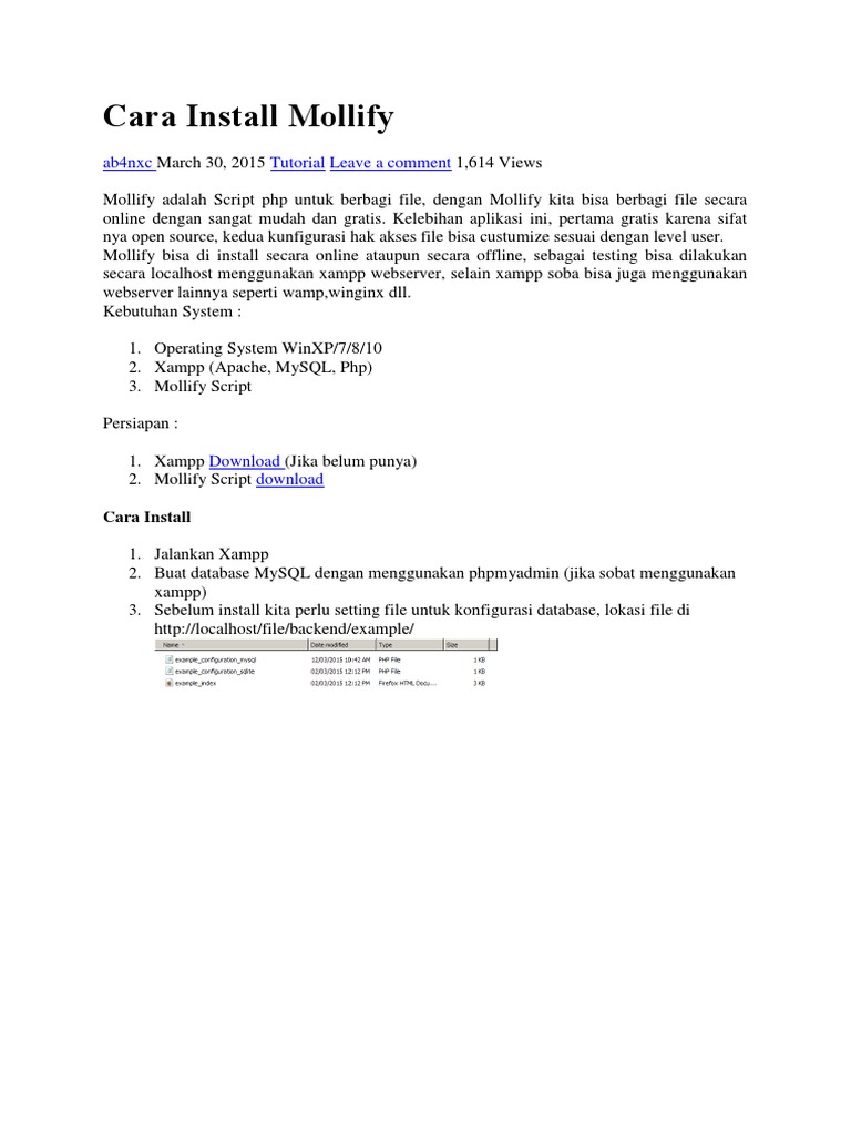 Cara Install Mollify | PDF