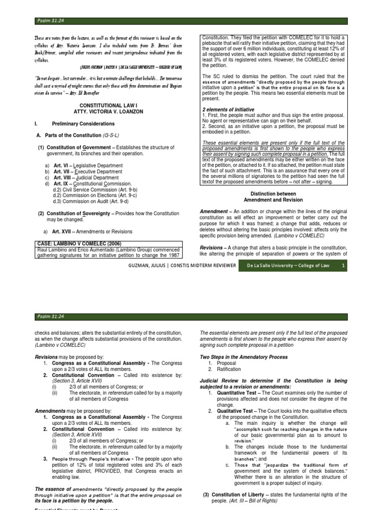 Guzman Consti1 Midterms Reviewer - Atty Loanzon | PDF | Territorial Waters | Constitutional ...