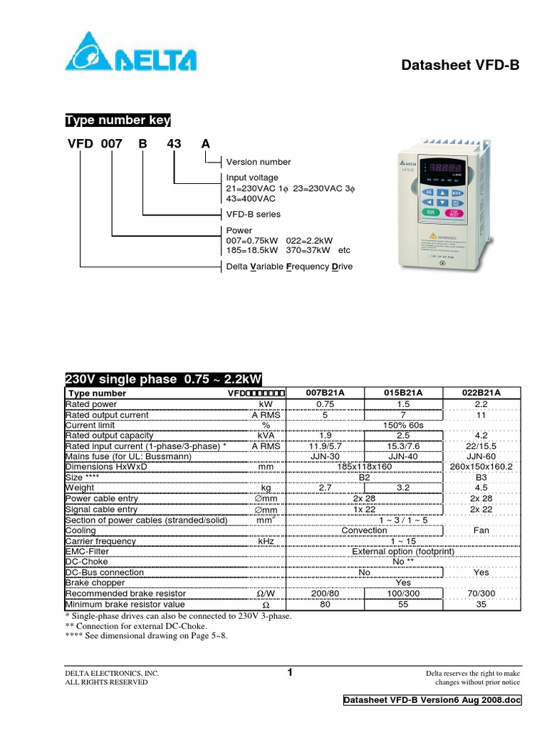 Delta VFD-B Datasheet PDF | PDF | Business