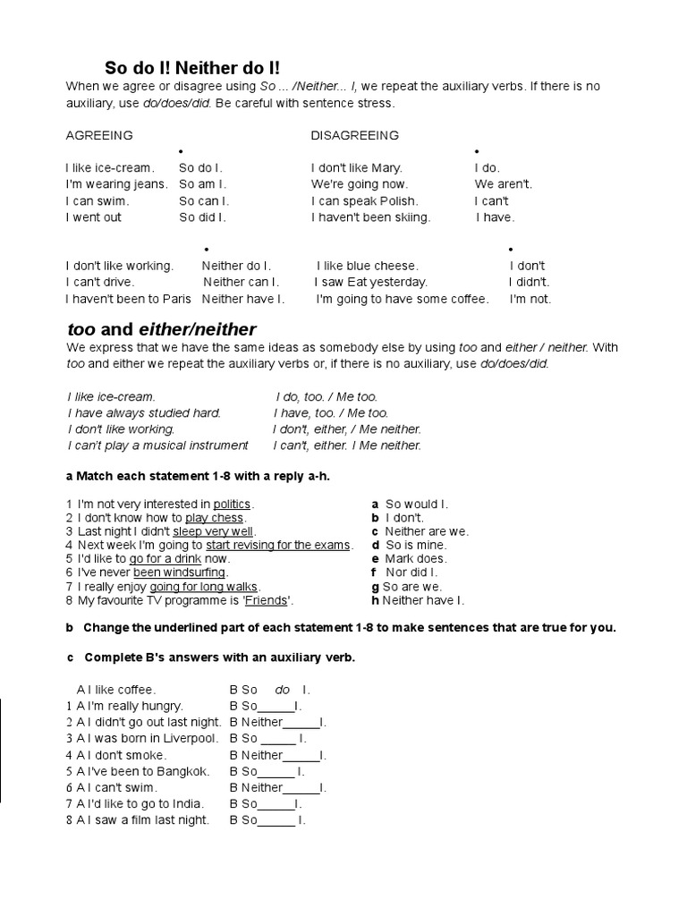 Agreeing and disagreeing with "So.../Neither | PDF | Linguistics | Syntax