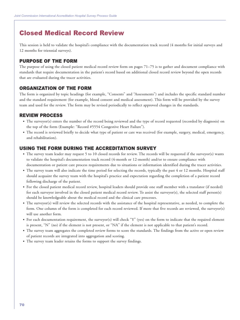 Closed Medical Record Review | PDF | Joint Commission | Medical Record
