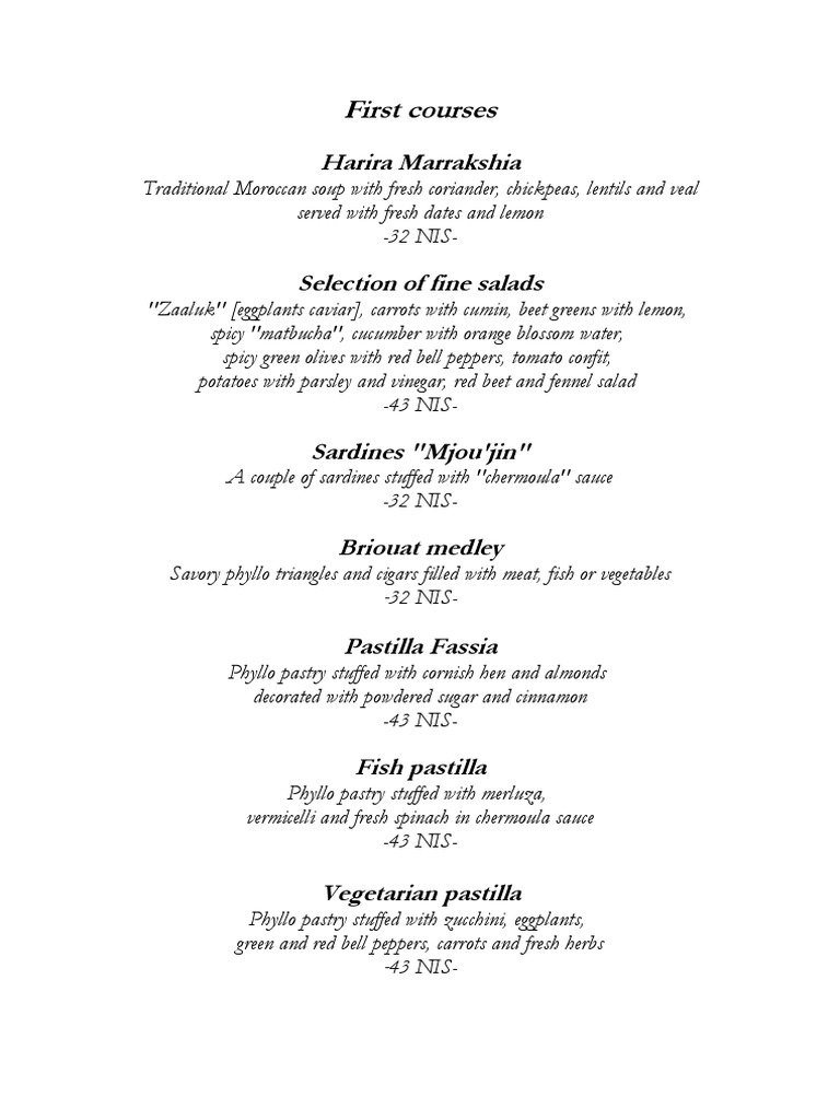 Menus | PDF | Salad | Zucchini