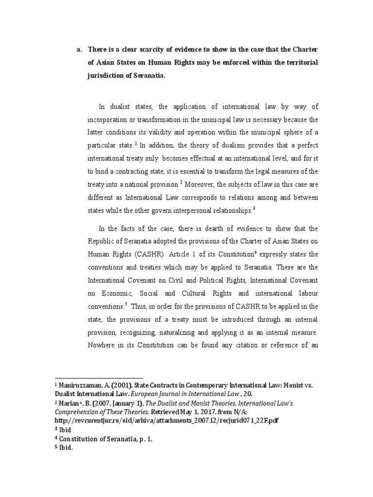 Defense Argument On Dualism | PDF | International Law | Common Law