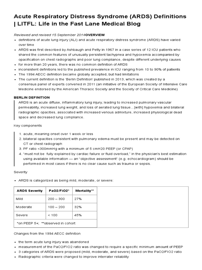 Acute Respiratory Distress Syndrome (ARDS) | PDF | Respiratory System ...