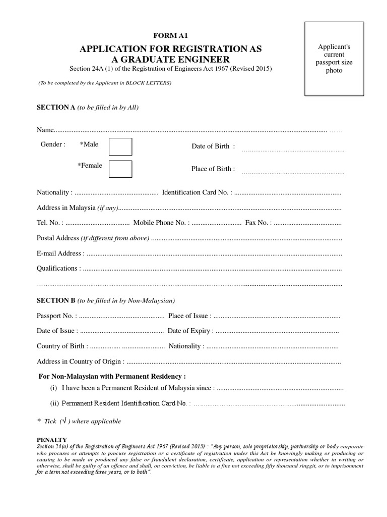 Graduate Engineer Registration Form | PDF | Diploma | Identity Document