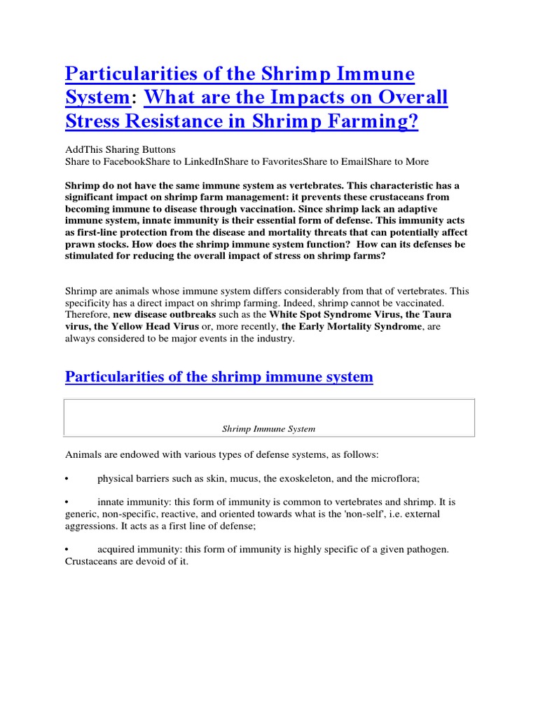 Particularities of The Shrimp Immune System What Are The Impacts On ...