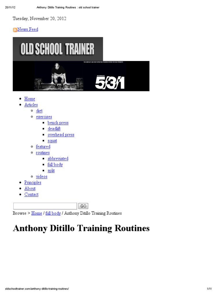 Anthony Ditillo Training Routines Old School Trainer PDF | PDF ...