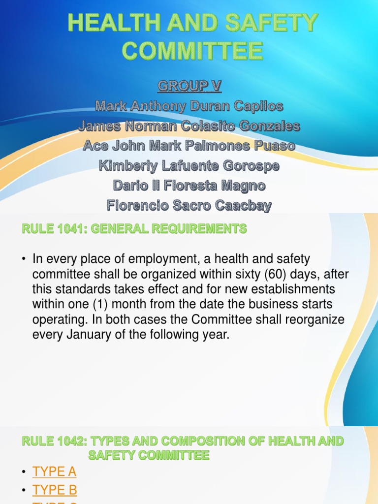 Health and Safety Committee | PDF | Occupational Safety And Health | Safety