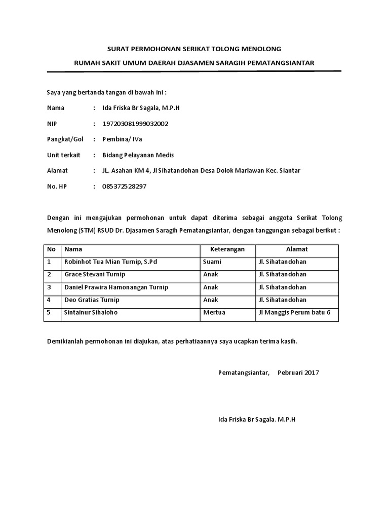 Surat Permohonan - STM | PDF