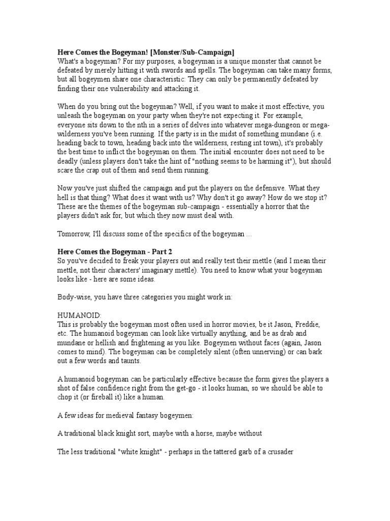 Here Comes The Boogeyman Pdf Leisure