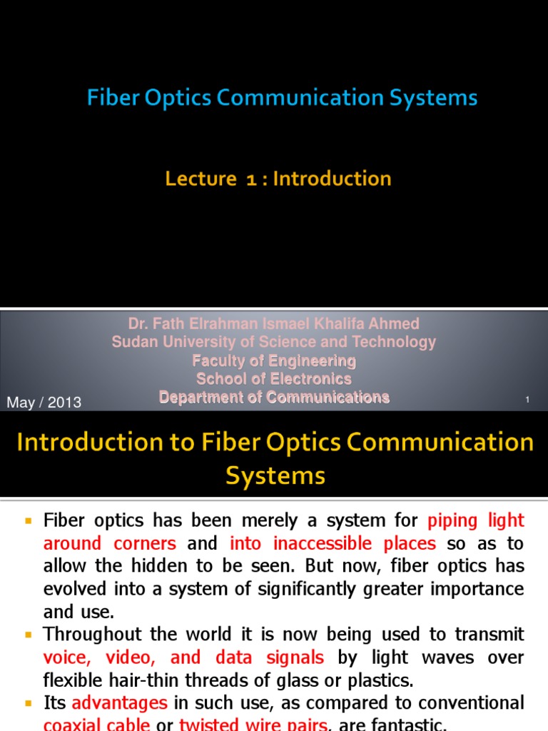 Lecture 1: Introduction to Fiber Optic Communication Systems | PDF ...