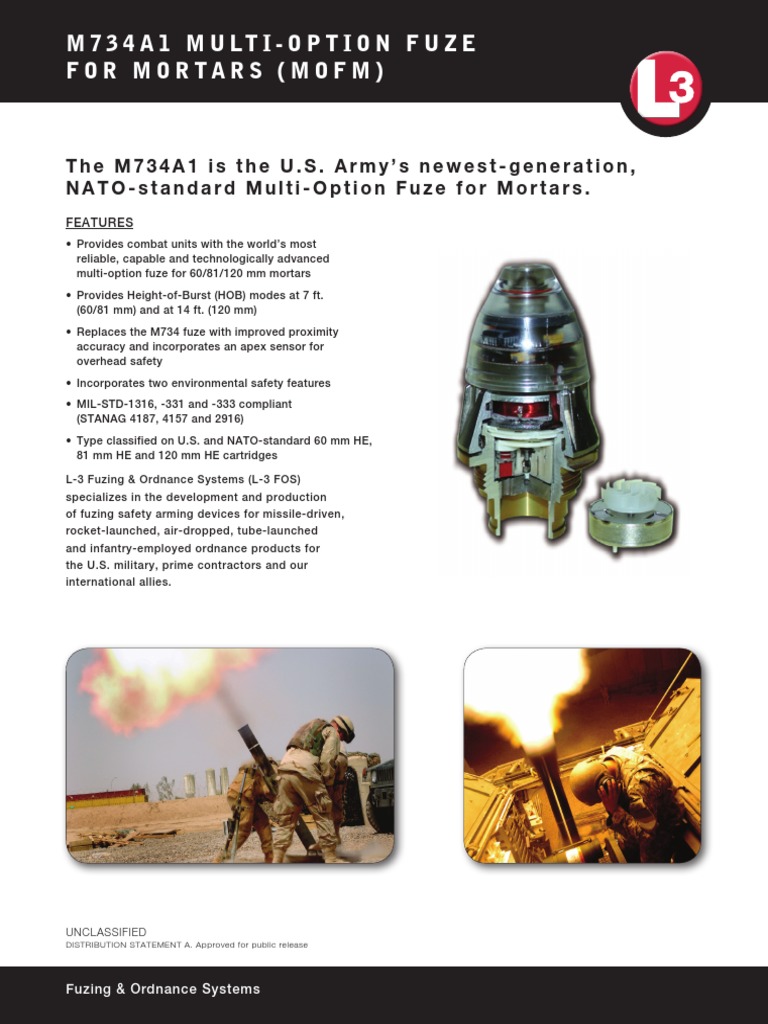 M734A1 Multi-Option Fuze For Mortars (Mofm) | PDF | Fuze | Ammunition