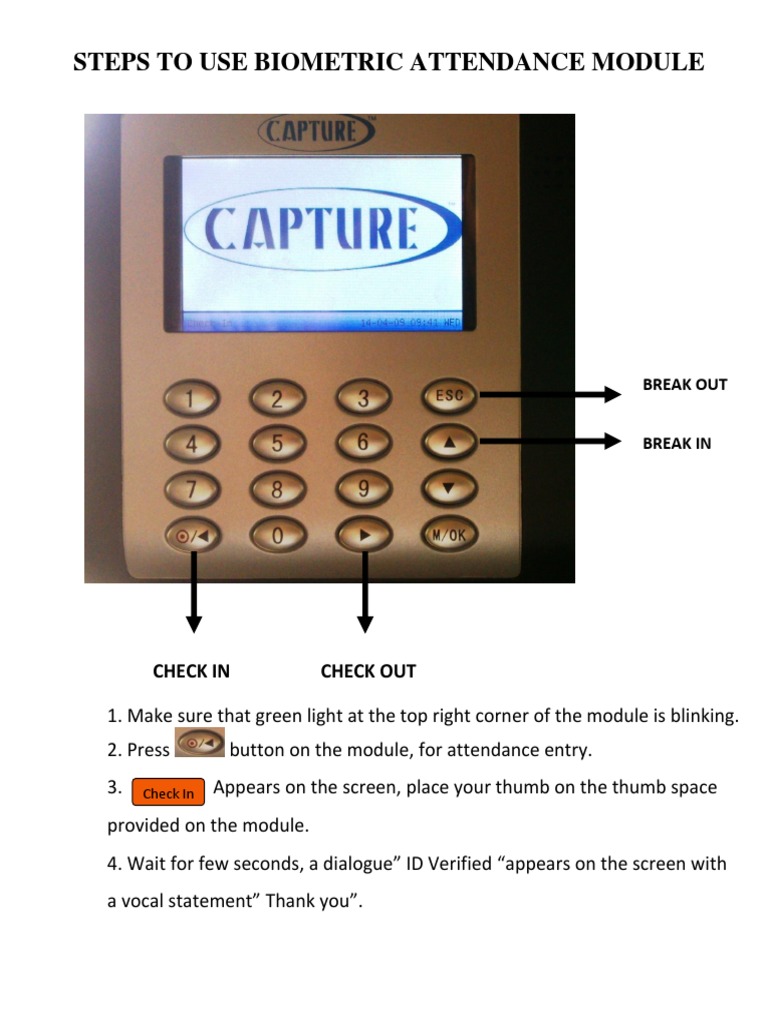 Using the Biometric Attendance System | PDF