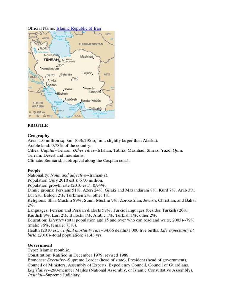 Islamic Republic of Iran: Profile Geography | Download Free PDF | Iran ...