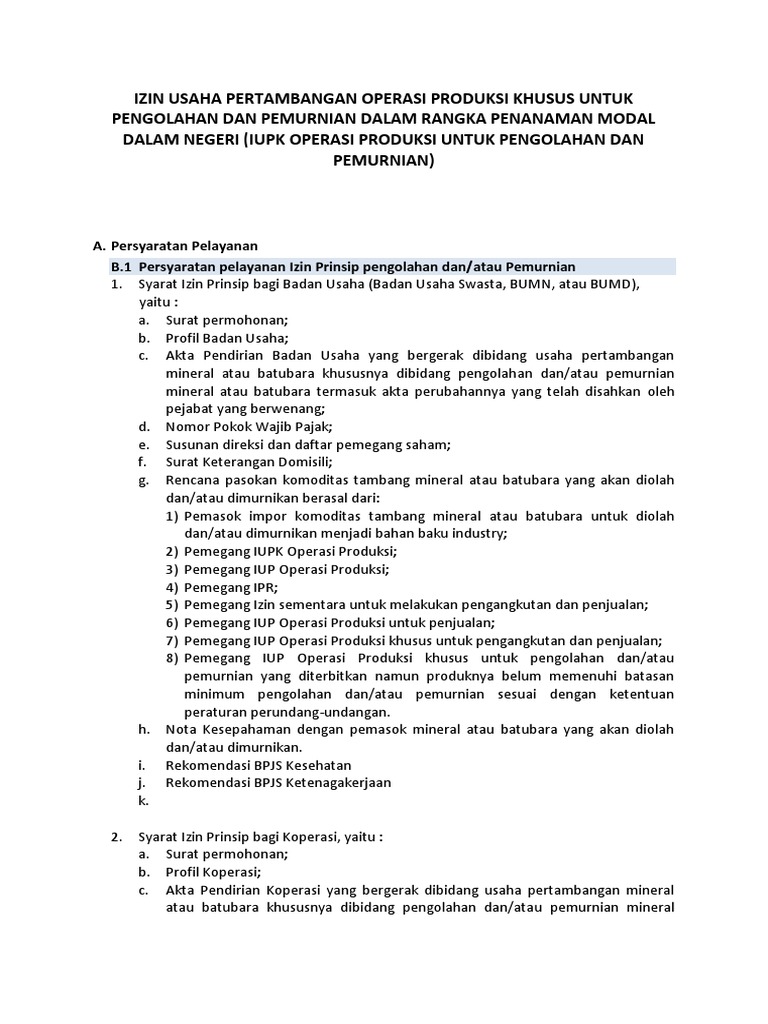 Syarat IUP PMDN untuk Pengolahan Mineral | PDF | Teknologi & Rekayasa