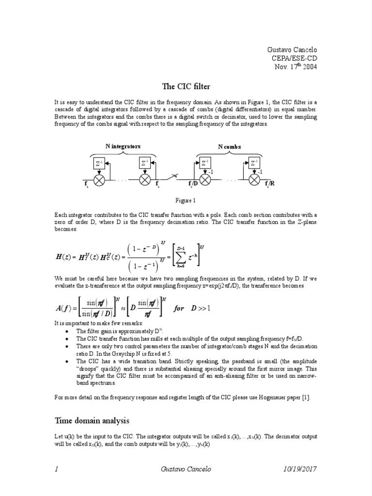 The CIC Filter: Gustavo Cancelo Cepa/Ese-Cd Nov. 17 2004 | PDF | Signal ...