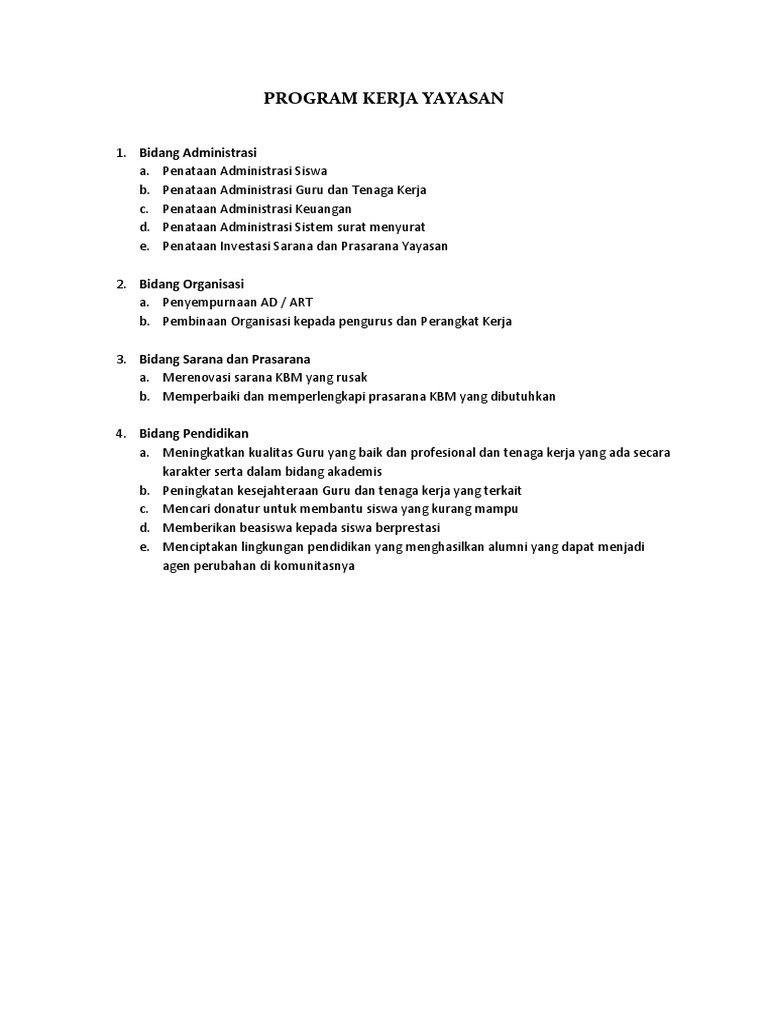 Program Kerja Yayasan | PDF