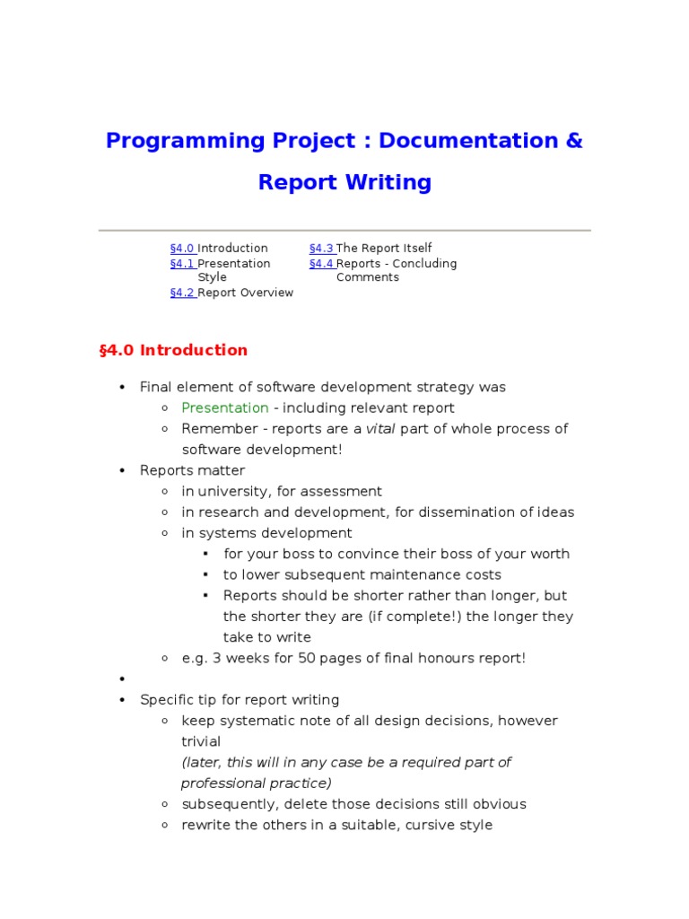 Software Programming Project And Report Writing Pdf Computer Program Programming