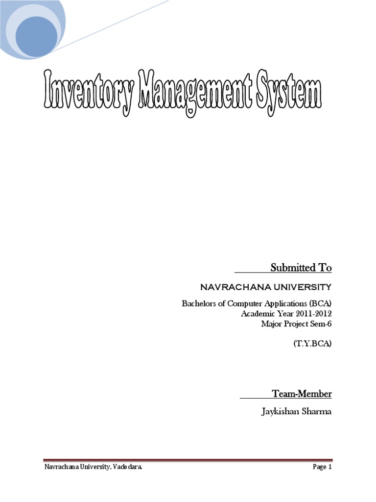 Inventory Management System Report | PDF | Use Case | Software ...