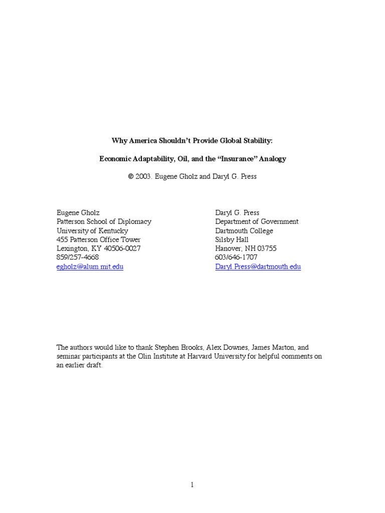 Gholz Press ISA | PDF | Opec | The United States