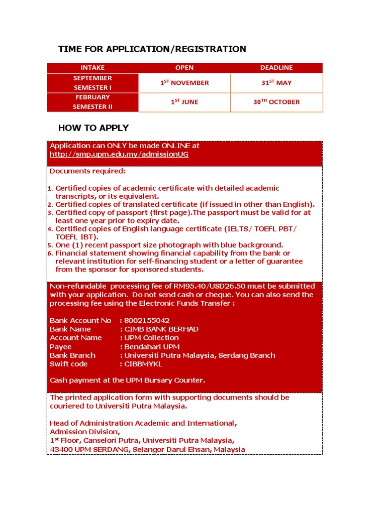 Time For Application/Registration: Intake Open Deadline September ...