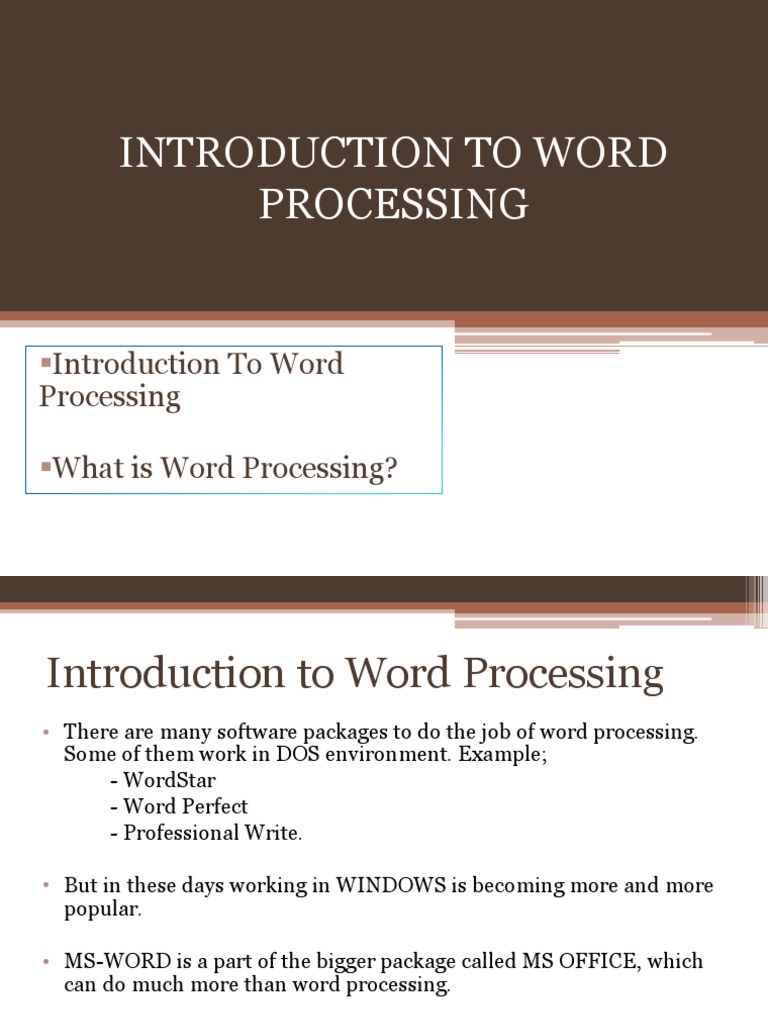 Introduction To Word Processing Pdf Word Processor Microsoft Word