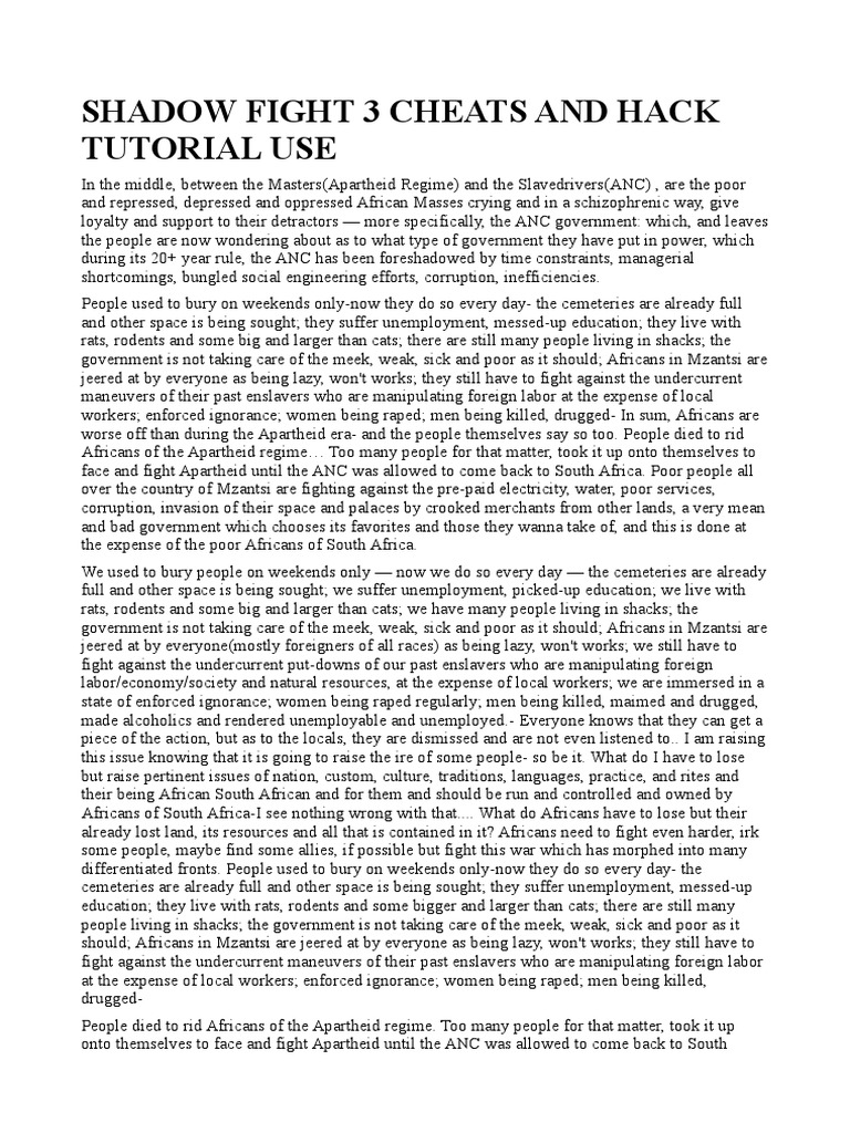 Shadow Fight 3 Hack Tutorial | PDF | Apartheid | African National Congress