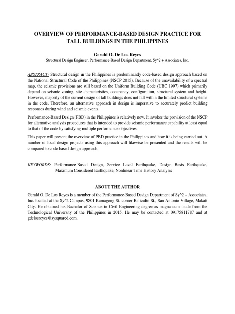 Abstract - Overview of PBD Practice For Tall Buildings in The ...