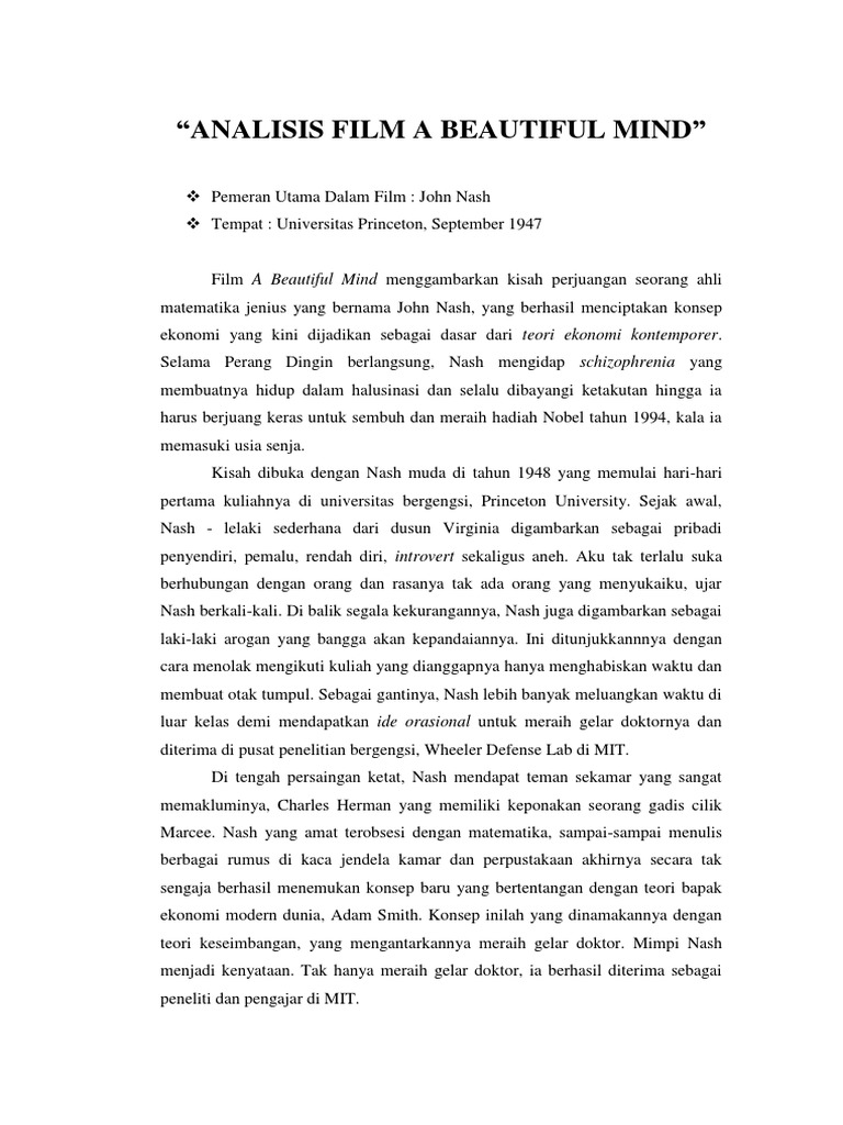 Analisis Film A Beautiful Mind | PDF