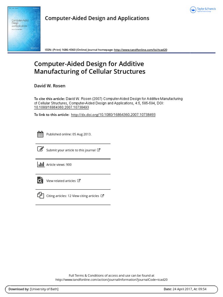 Computer Aided Design For Additive Manufacturing of Cellular Structures | PDF | Computer Aided ...