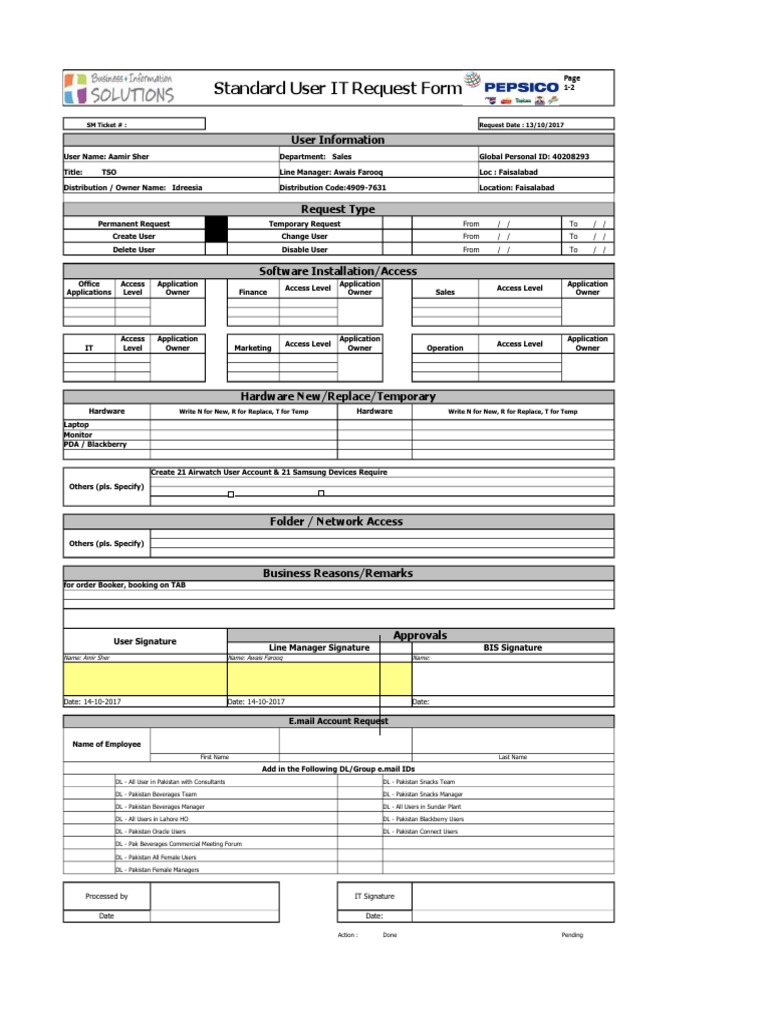 Standard User IT Request Form | PDF | Software | Digital Technology