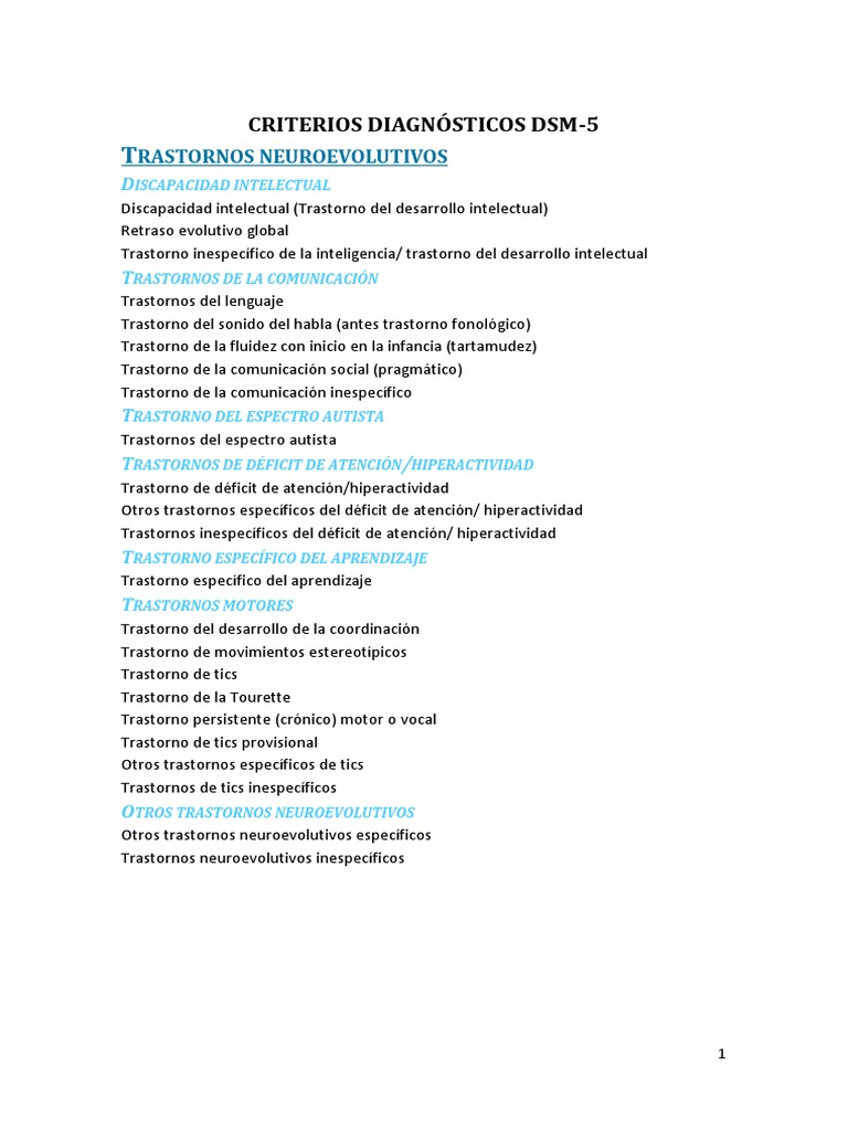 Criterios Diagnósticos DSM 5 | PDF | Manual Diagnóstico y Estadístico de los Trastornos Mentales ...