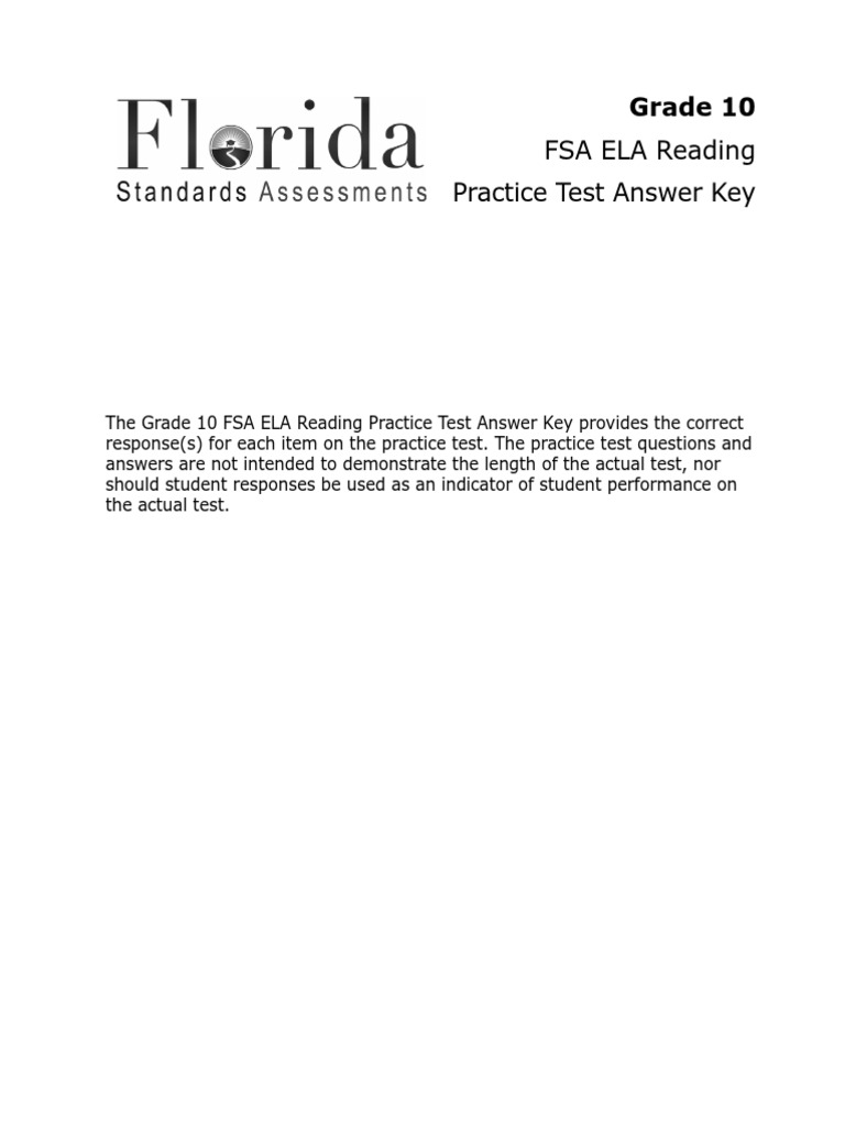 FSA ELA Reading Practice Test Answer Key: Grade 10 | PDF | Juliet | Thou