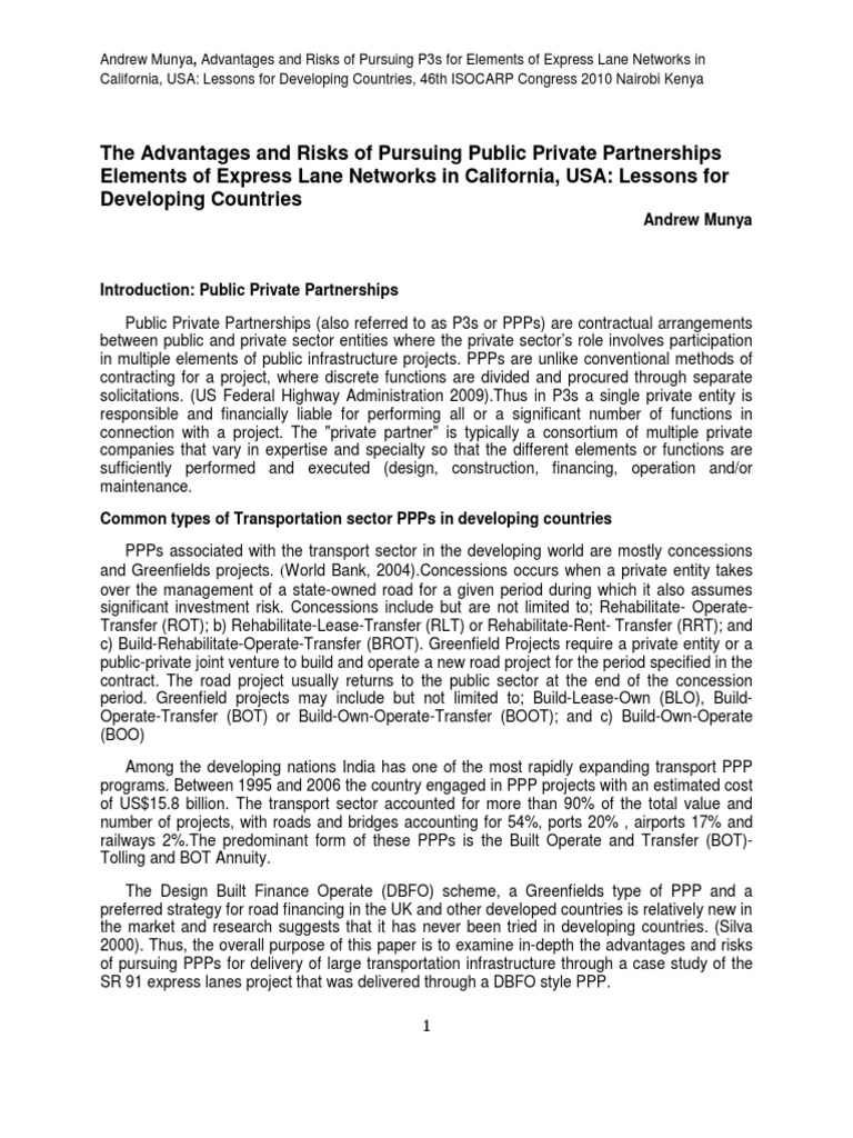 Advantages & DisAdvantages of DBFO PFI or PPPs PDF | PDF | Public ...