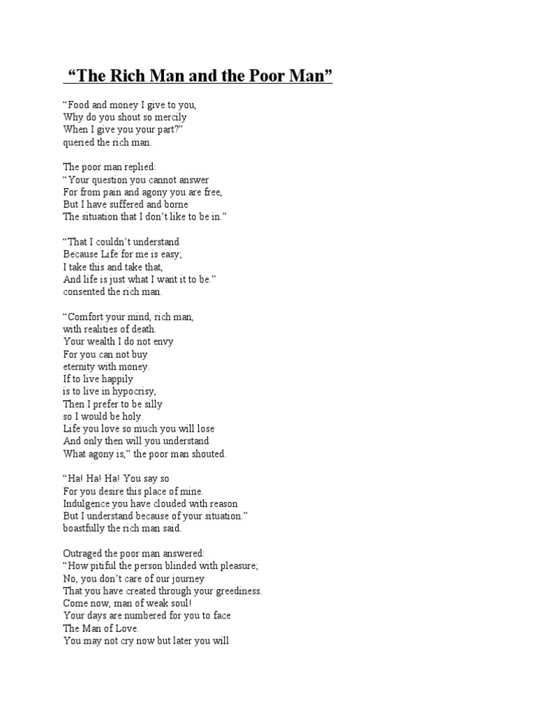 The Rich Man and The Poor Man | PDF