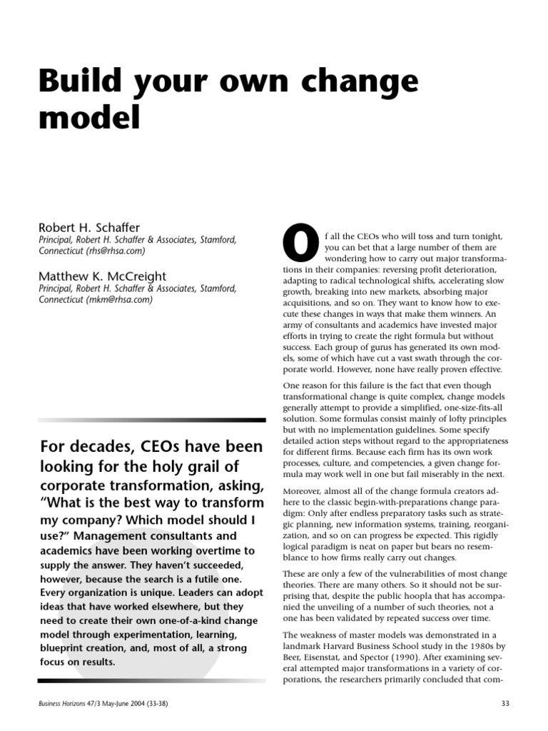 Build Your Unique Change Model | PDF | Business Process | Strategic ...