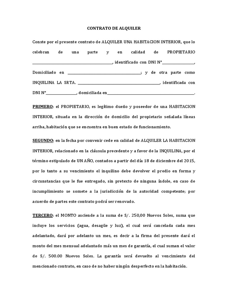 Contrato Simple de Alquiler | PDF