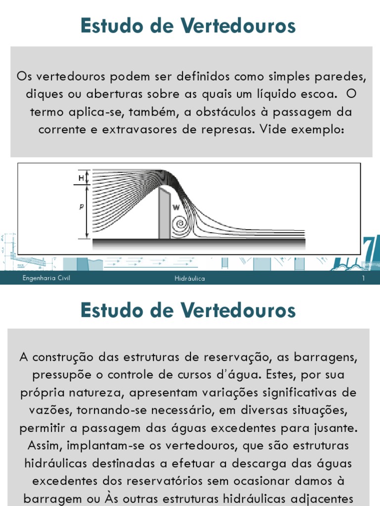 Hidráulica - 03 und - Vertedores.pdf | PDF | Vertedouro | Hidrologia