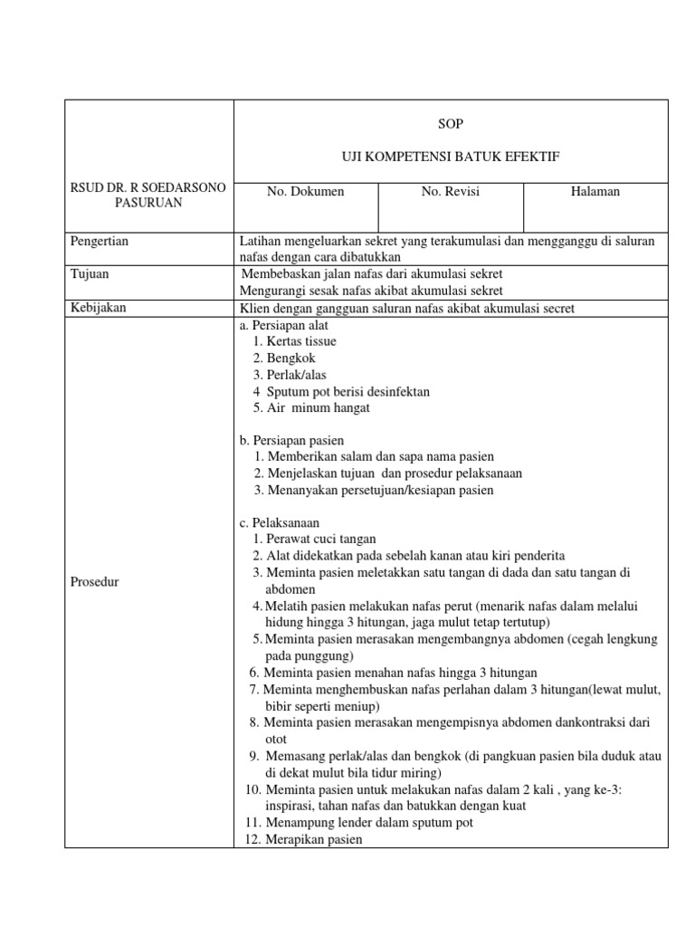 SOP Batuk Efektif | PDF